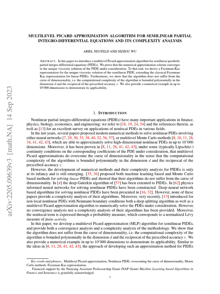 2205.09639 Multilevel Picard Approximation Algorithm For Semilinear Partial Integro | PDF ...