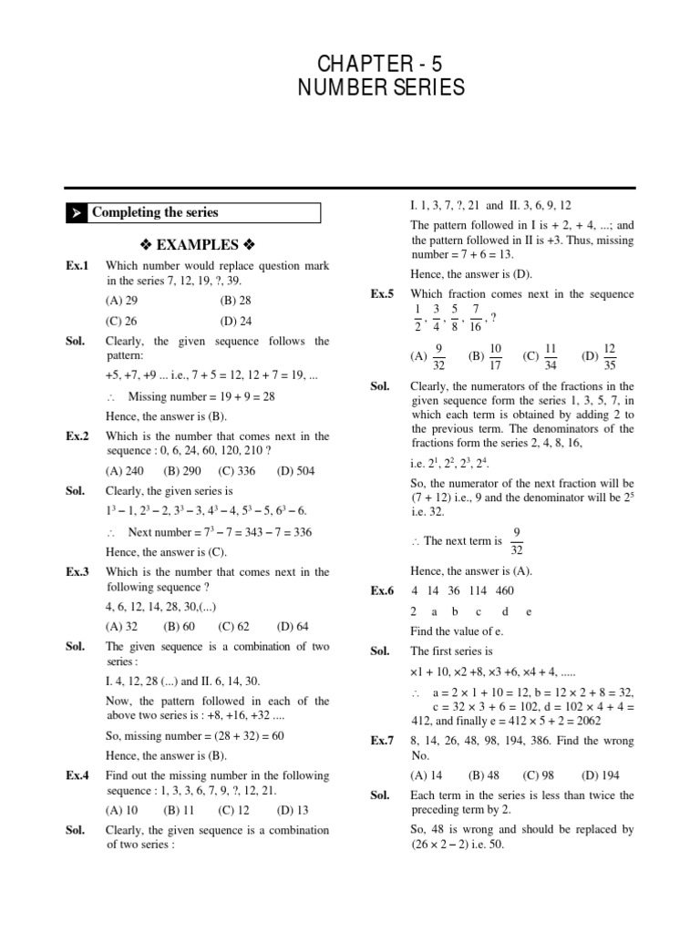 Chapter - 5 Number Series: Examples | PDF | Mathematics | Arithmetic