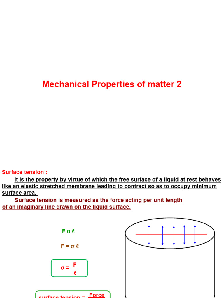 Mechanical Properties of Fluids 2 | PDF | Surface Tension | Liquids