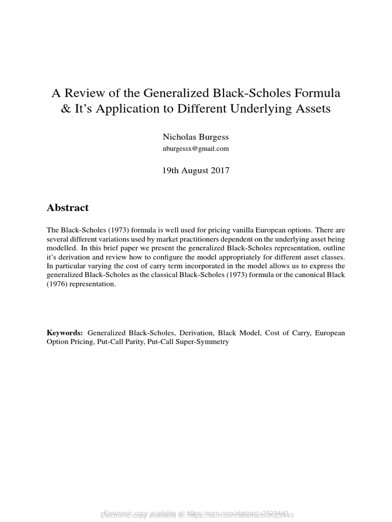 Black-Scholes for Market Practitioners | PDF | Black–Scholes Model ...