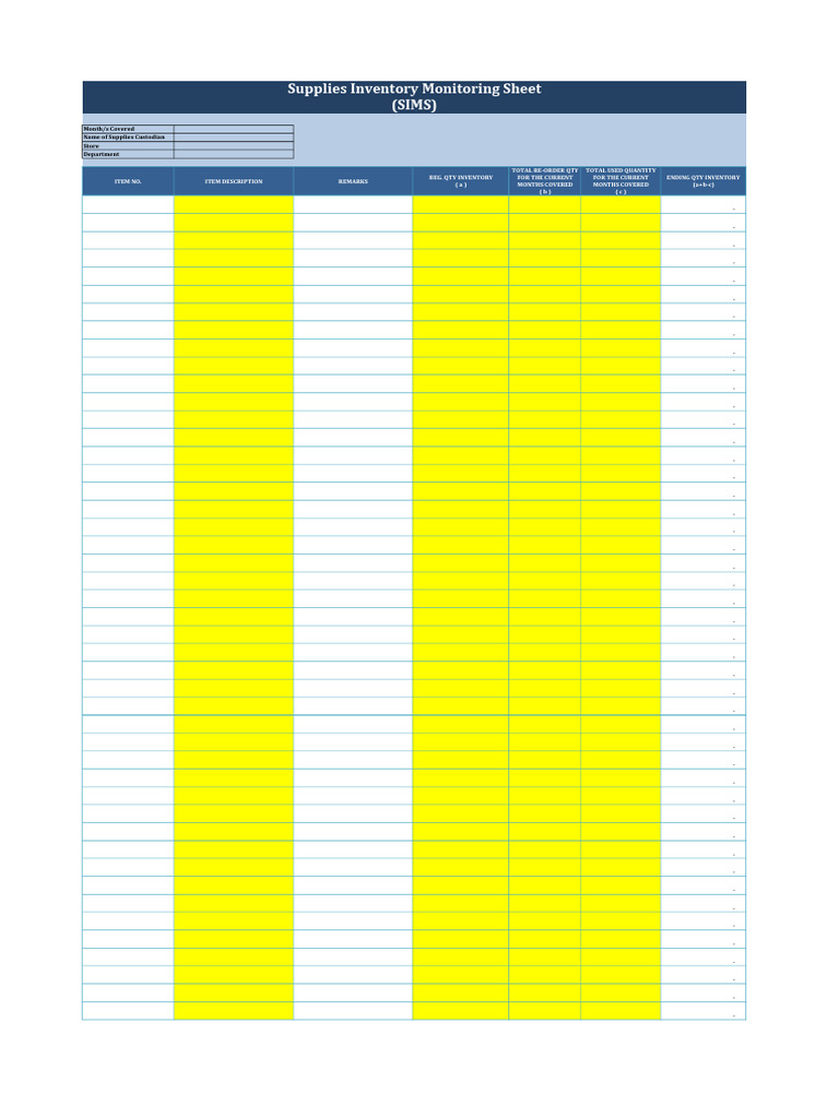Supplies Inventory Monitoring Sheet | PDF | Logistics | Inventory