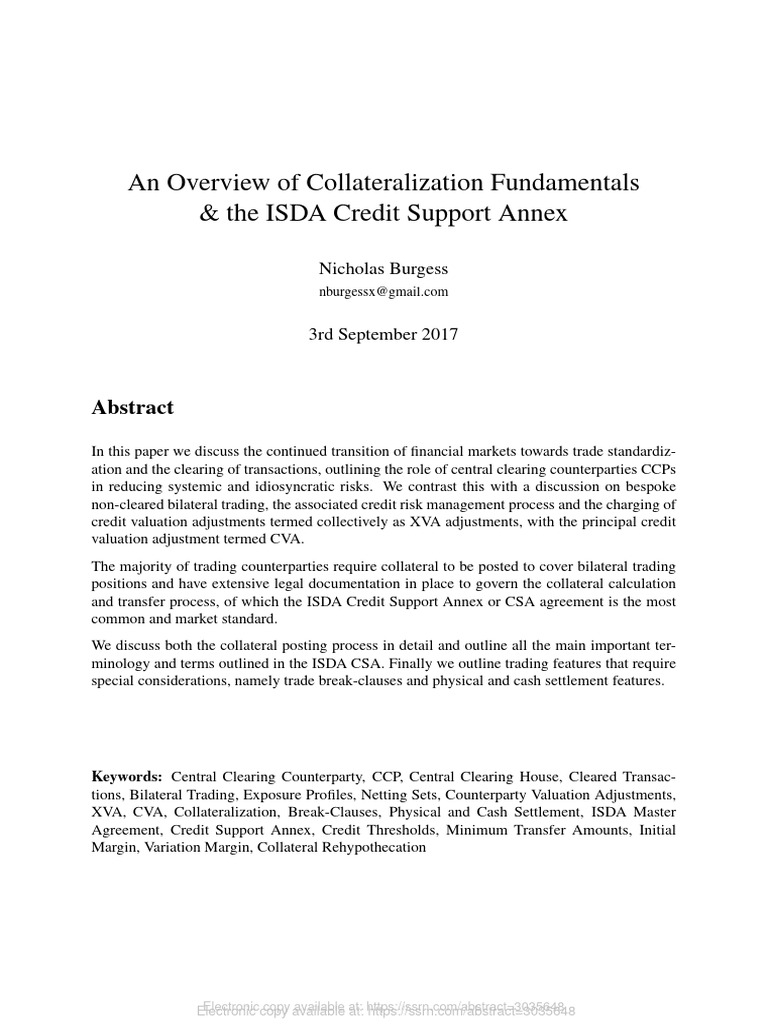 An Overview of Collateralization Fundamentals - & The ISDA Credit ...