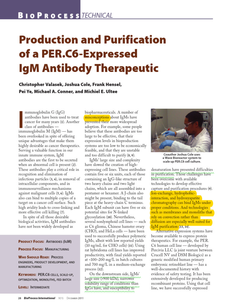 2011 Production and Purification of PerC6 IgM | PDF | Antibody ...