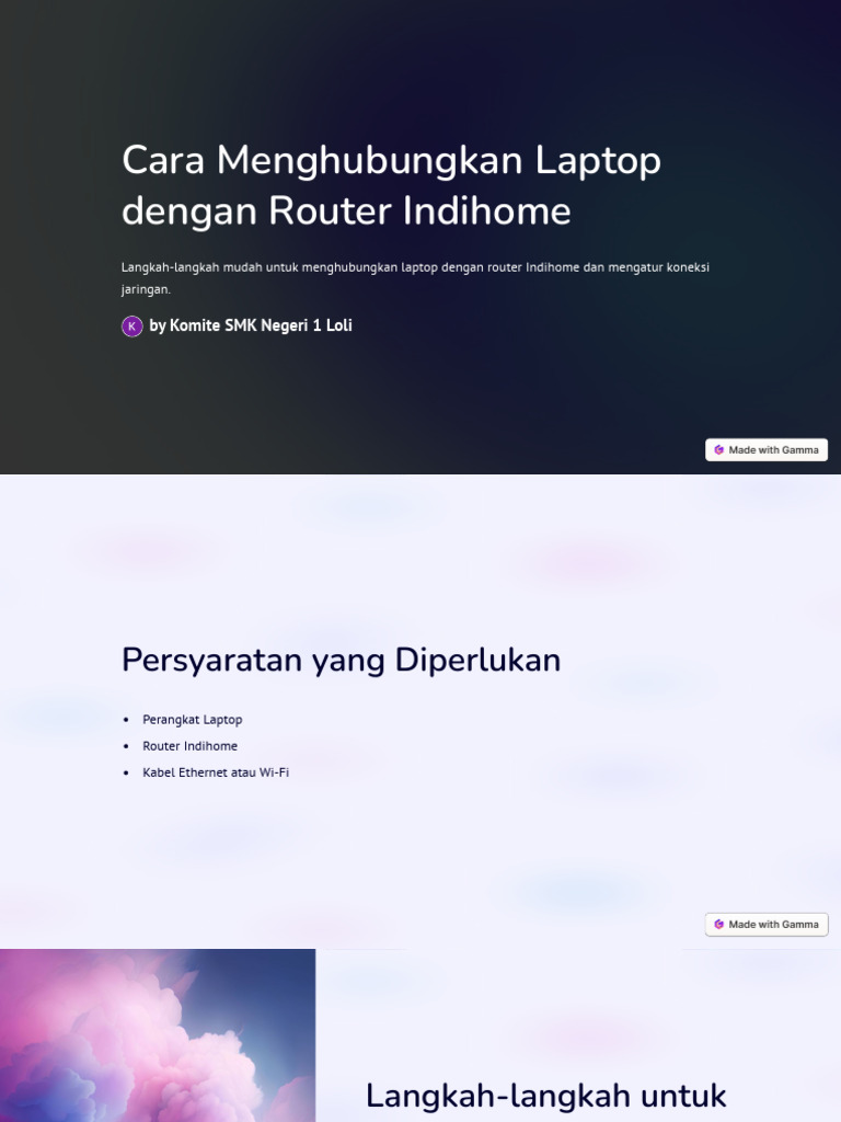 Cara Hubungkan Laptop ke Router Indihome | PDF | Komputer