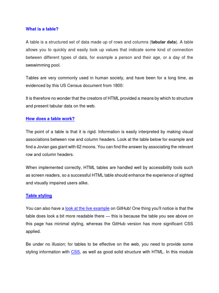 What Is A Table | PDF | Html Element | Page Layout