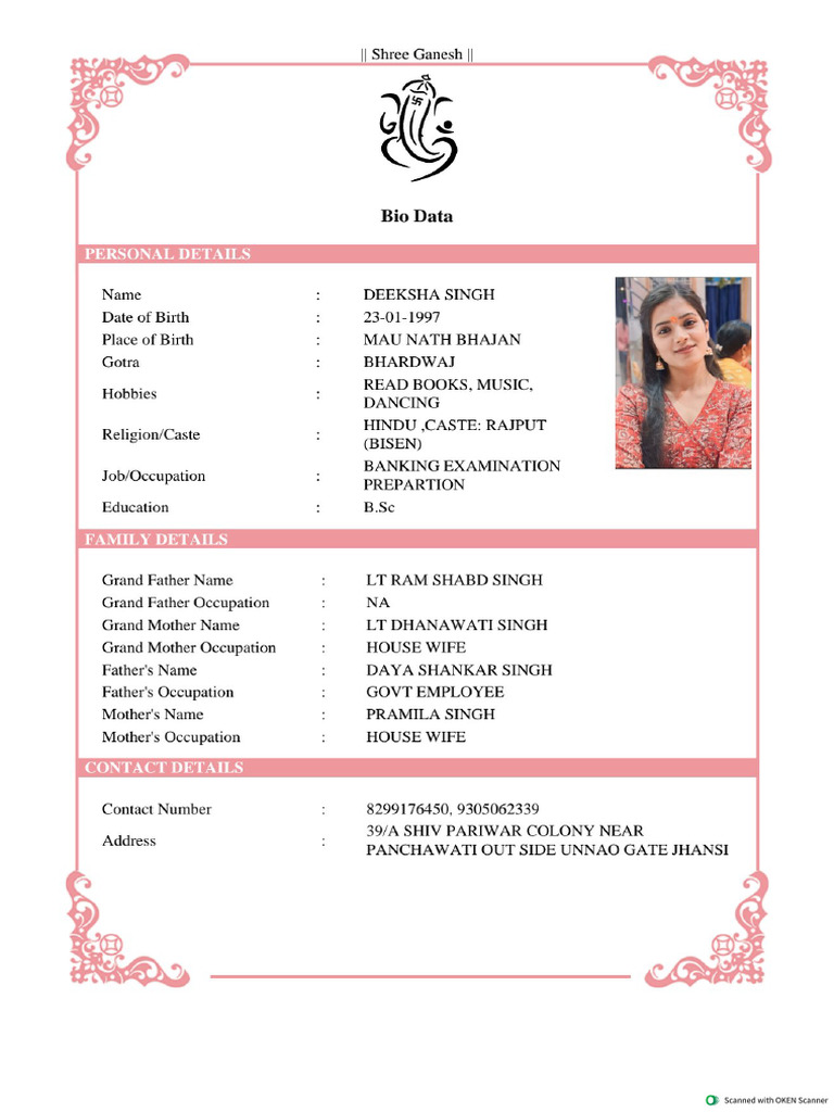 Deeksha Biodata | PDF