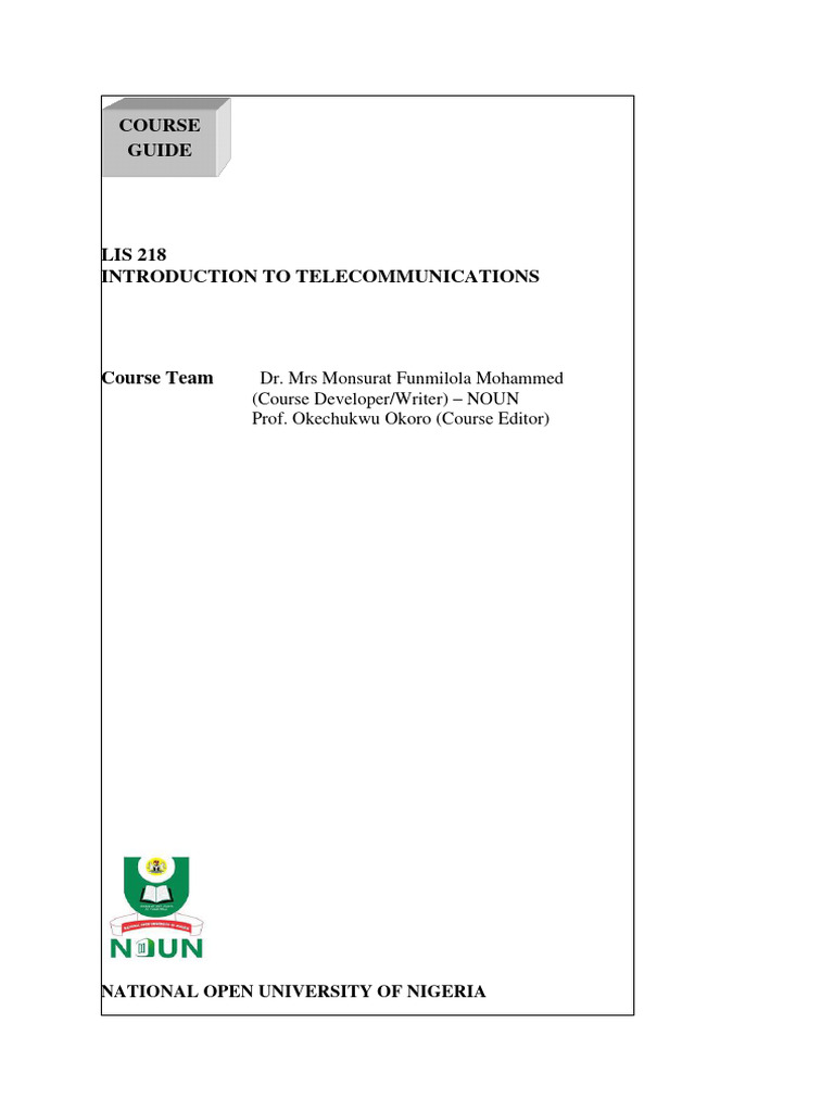 Lis 218 Introduction To Telecommunications | PDF