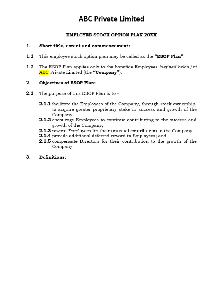 ESOP-scheme 24.09.19 | PDF | Stocks | Option (Finance)