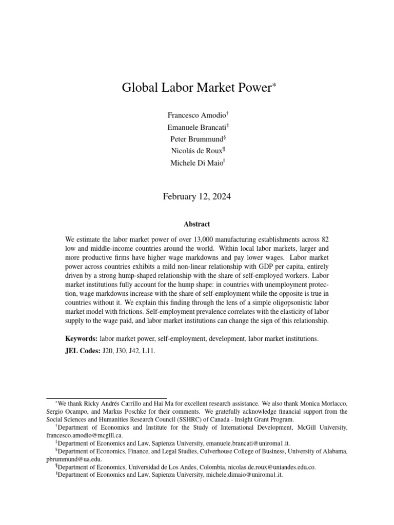 Global Labor Market Power Analysis | PDF | Labour Economics | Unemployment