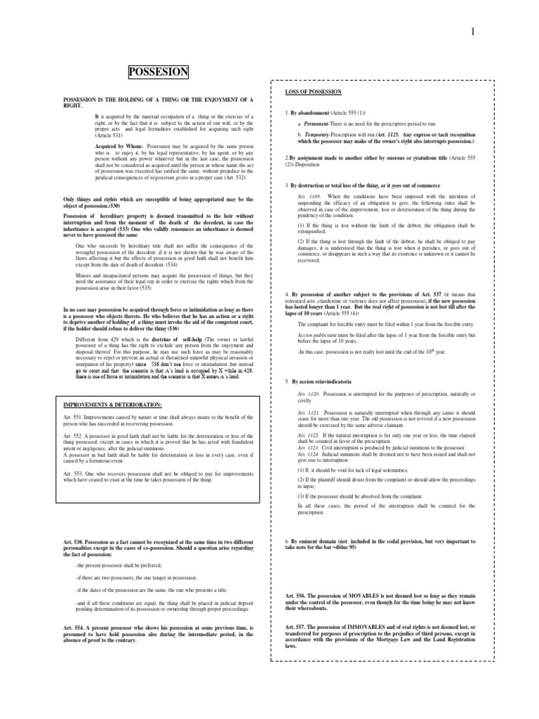 3) Possession | PDF | Possession (Law) | Property