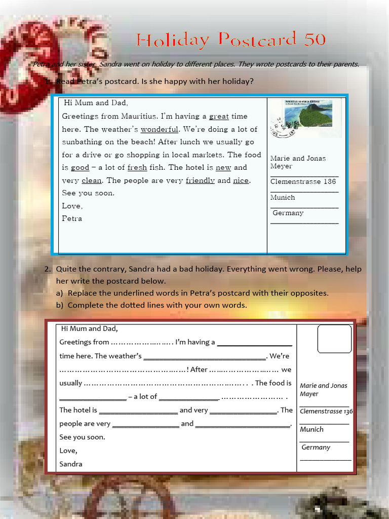 Holiday Postcard Writing Activity | PDF