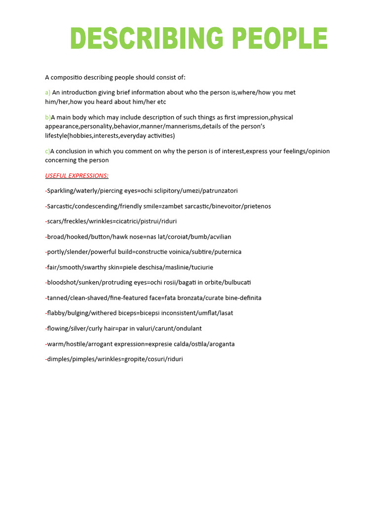 Describing People | PDF