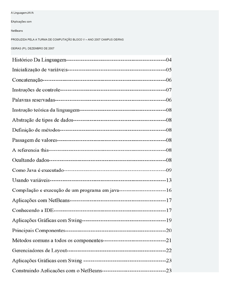 A LinguagemJAVA | PDF | Java (linguagem de programação) | Método ...