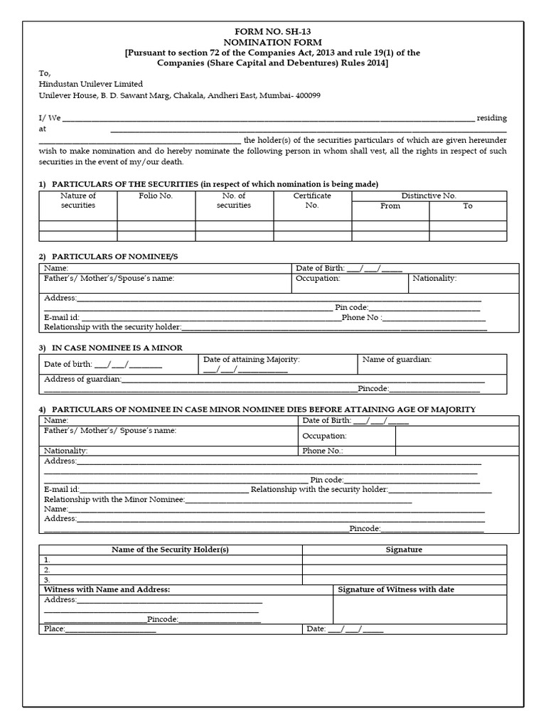 Nomination Form Hul | PDF | Law