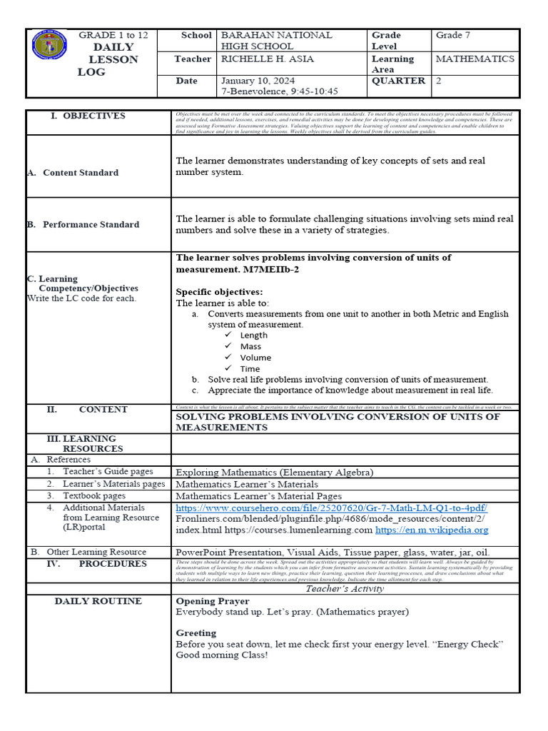 Conversion of Measurements | PDF | Learning | Gallon