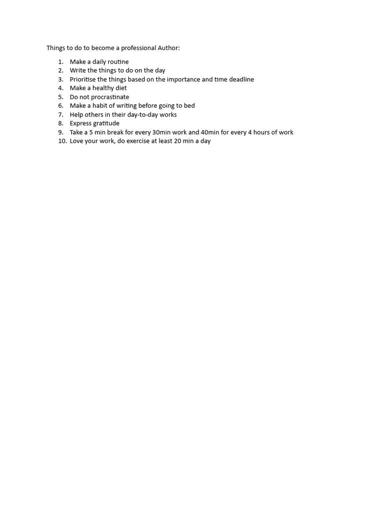 Tips for Becoming a Professional Author | PDF | Career & Growth