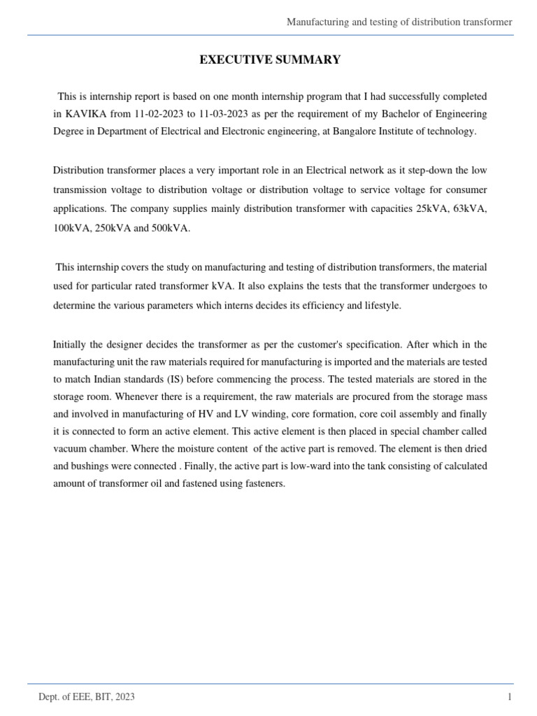 New Intern Report | PDF | Electromagnetic Induction | Transformer