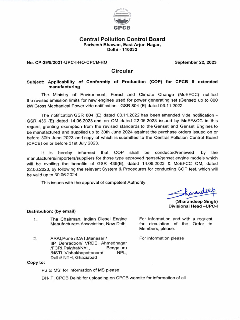 R1 - CPCB Circular DG Set | PDF | Human Impact On The Environment | Natural Environment