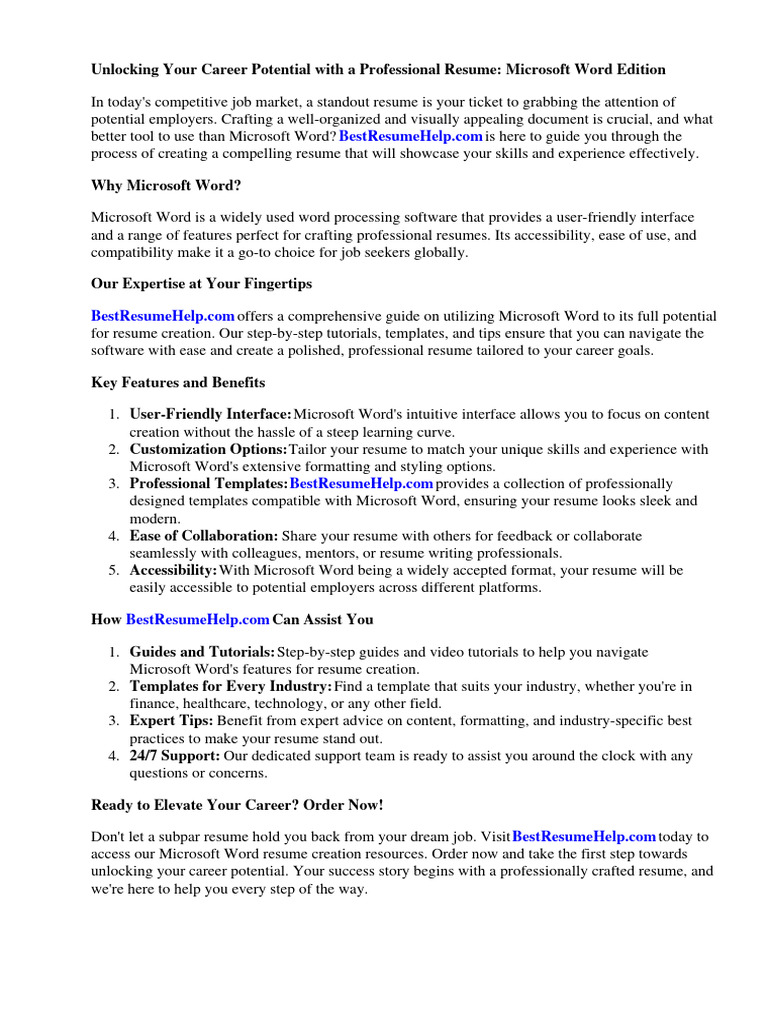 Resume in Microsoft Word Format | PDF | Résumé | Microsoft Word