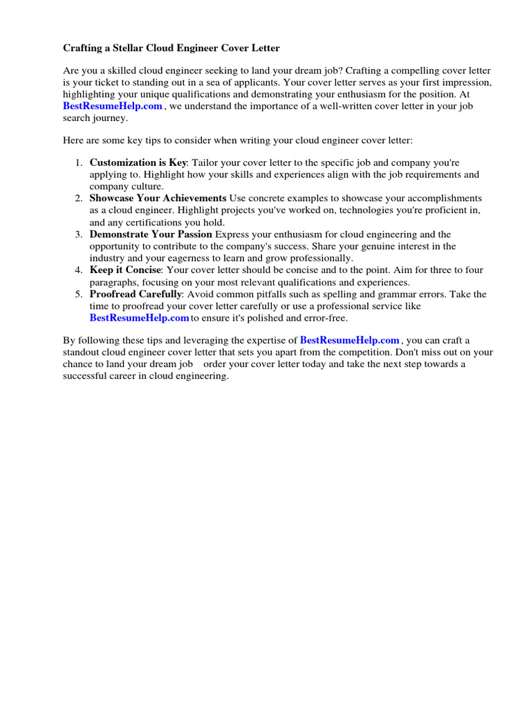 Cloud Engineer Cover Letter | Download Free PDF | Cloud Computing | Résumé