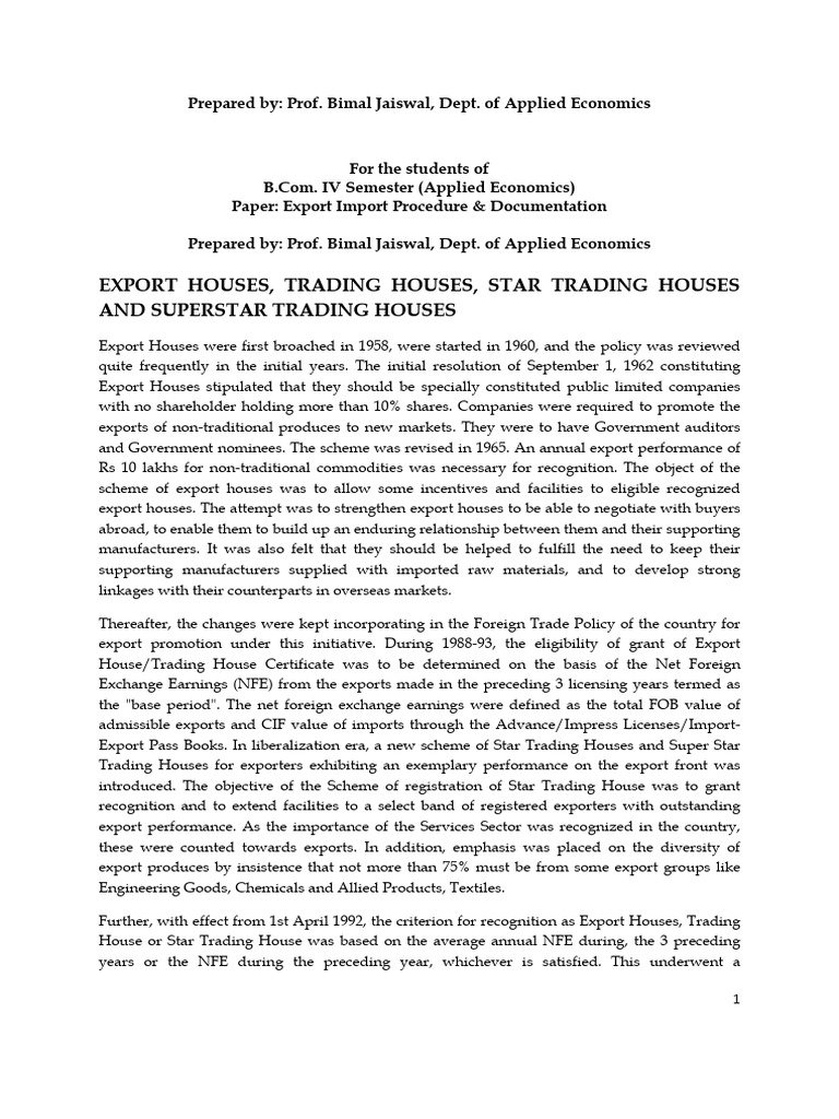 Export Houses | PDF | Exports | Economies