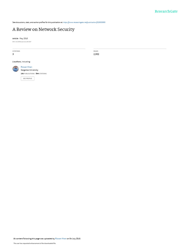 A Review On Network Security Pdf Computer Network Security