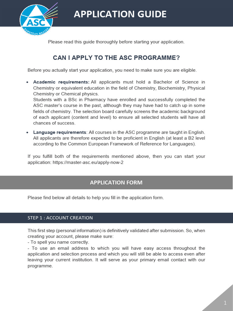 ASC Application Guide 1 | PDF | Diploma | Academic Degree