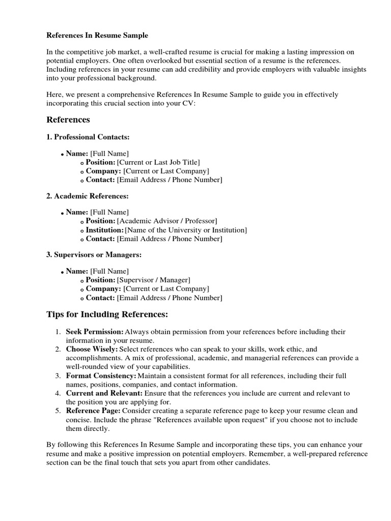 References in Resume Sample | Download Free PDF | Résumé | Computing