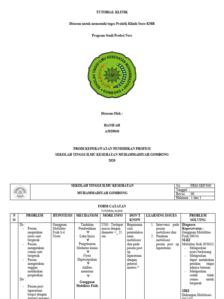 Hanifah A32020046 Tutorial Klinik KMB | PDF