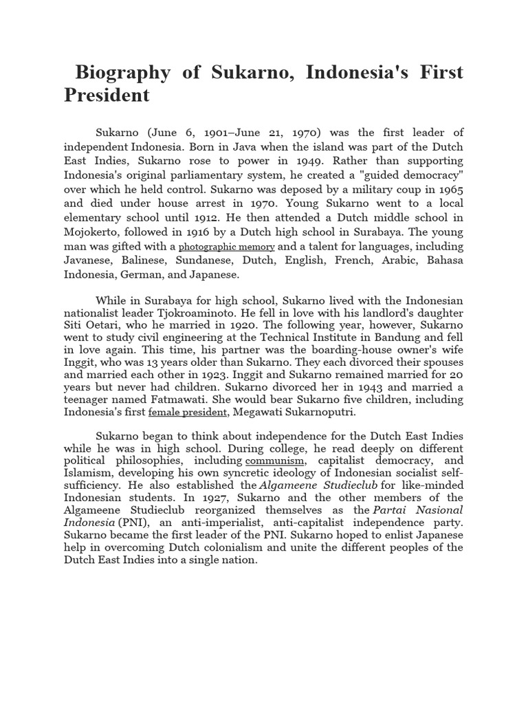 Biography of Sukarno | PDF | Indonesia | Southeast Asia