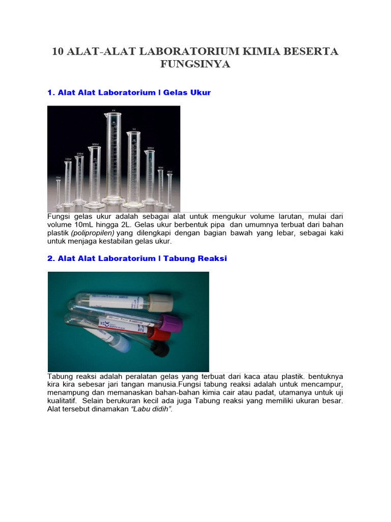 10 Alat Laboratorium Kimia dan Fungsinya | PDF