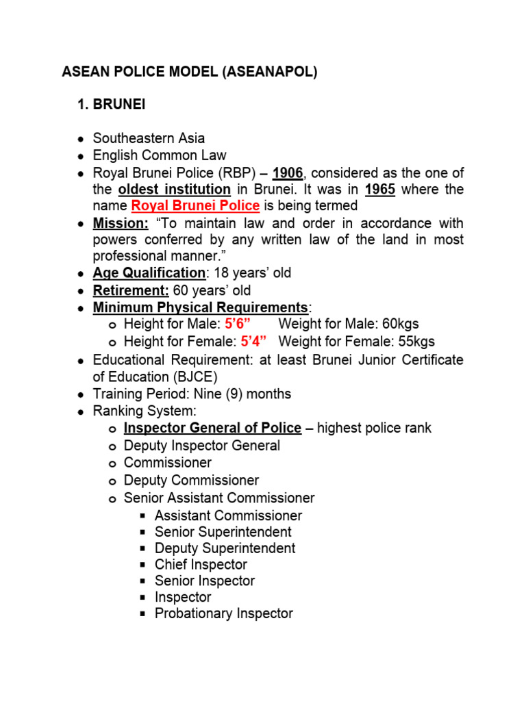 Asean Police Model | PDF