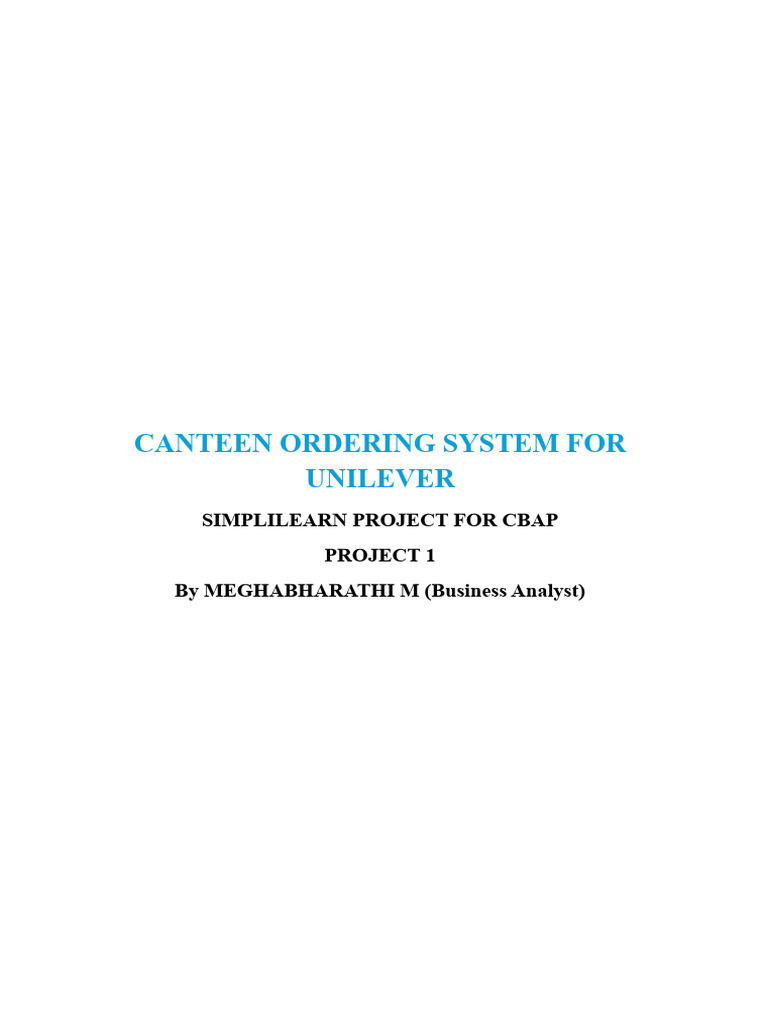 Canteen Ordering System For Unilever | PDF | Business Analysis | Employment