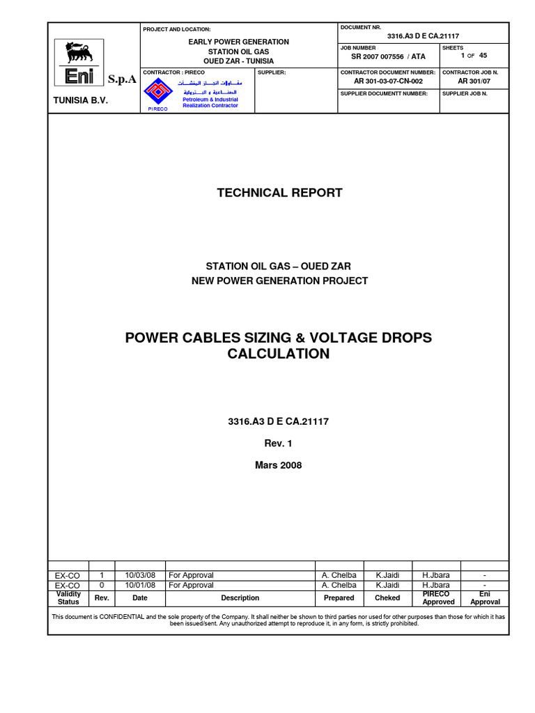 Power Cables Sizing & Voltage Drops Calculation | PDF | Fuse ...