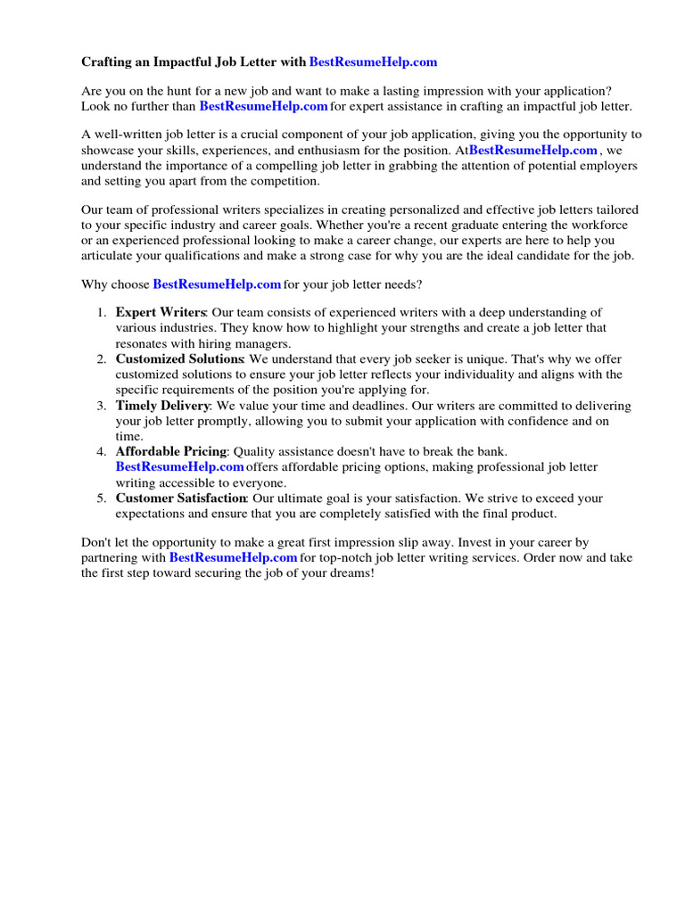 Job Letter Sample | Download Free PDF | Résumé | Employment