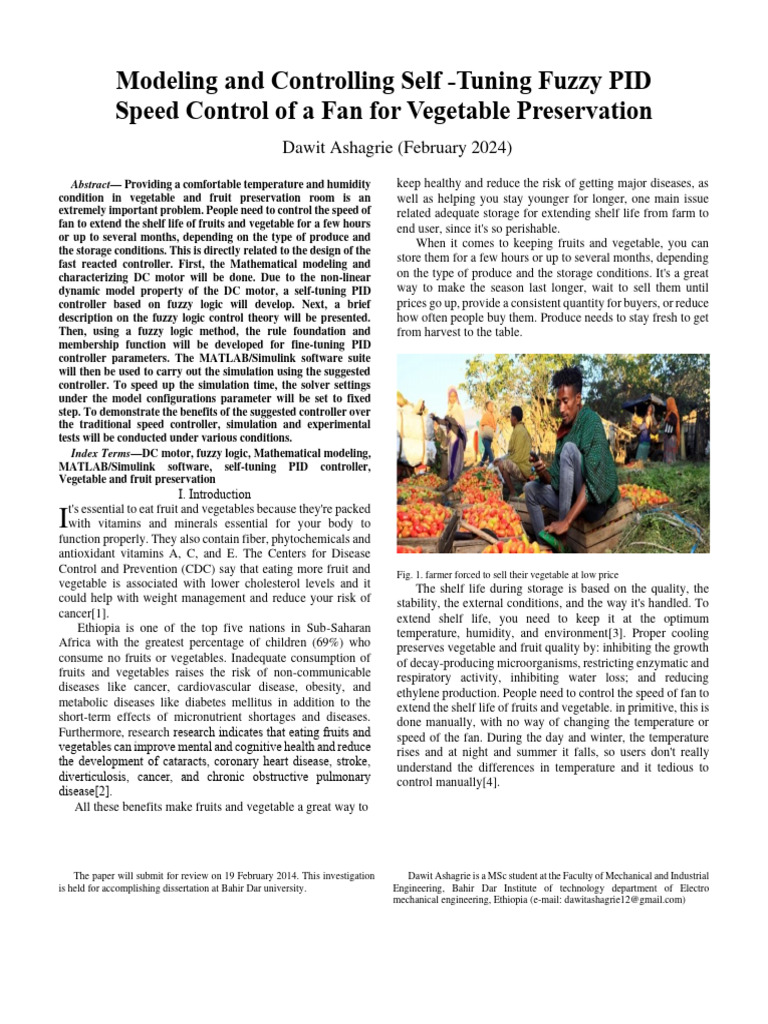 Modeling and Controlling Self - Tuning Fuzzy PID Speed Control of A Fan For Vegetable ...