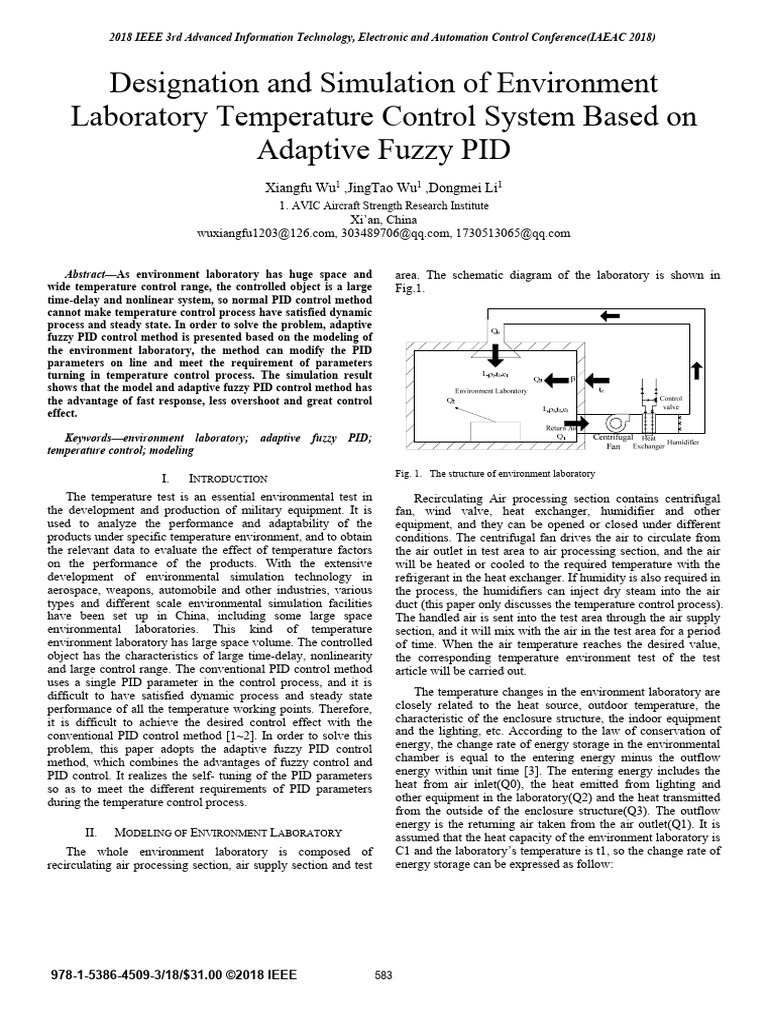 Designation and Simulation of Environment Laboratory Temperature ...