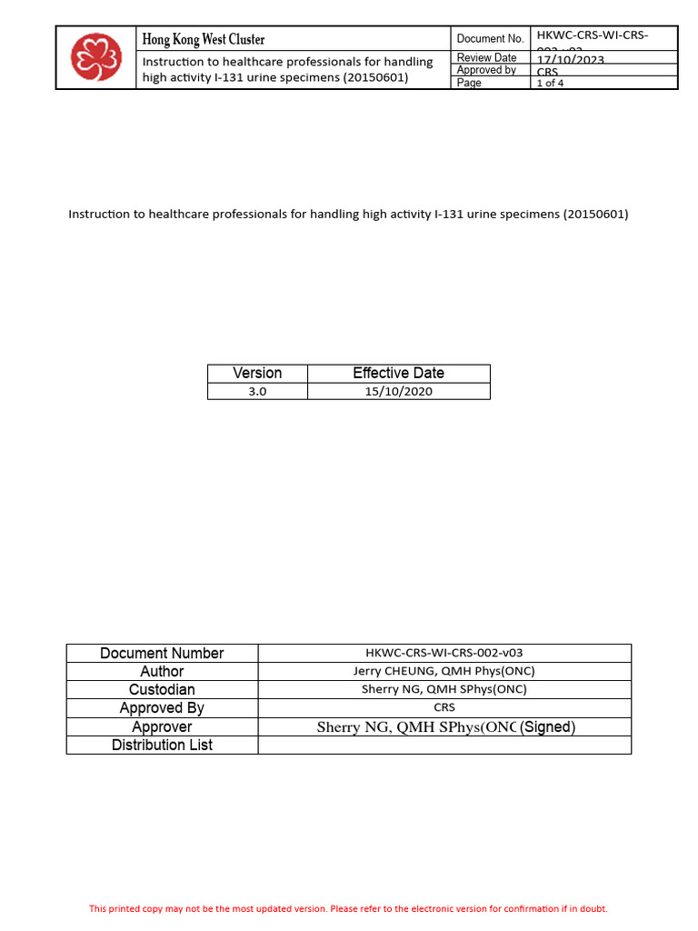 Handling High Activity I-131 Urine Specimens | PDF | Radioactive Decay ...