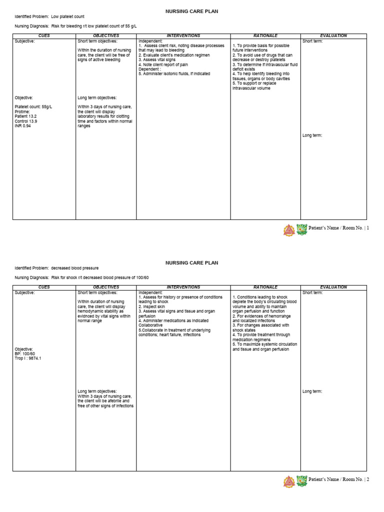 ICU Ncps | PDF | Bleeding | Shock (Circulatory)