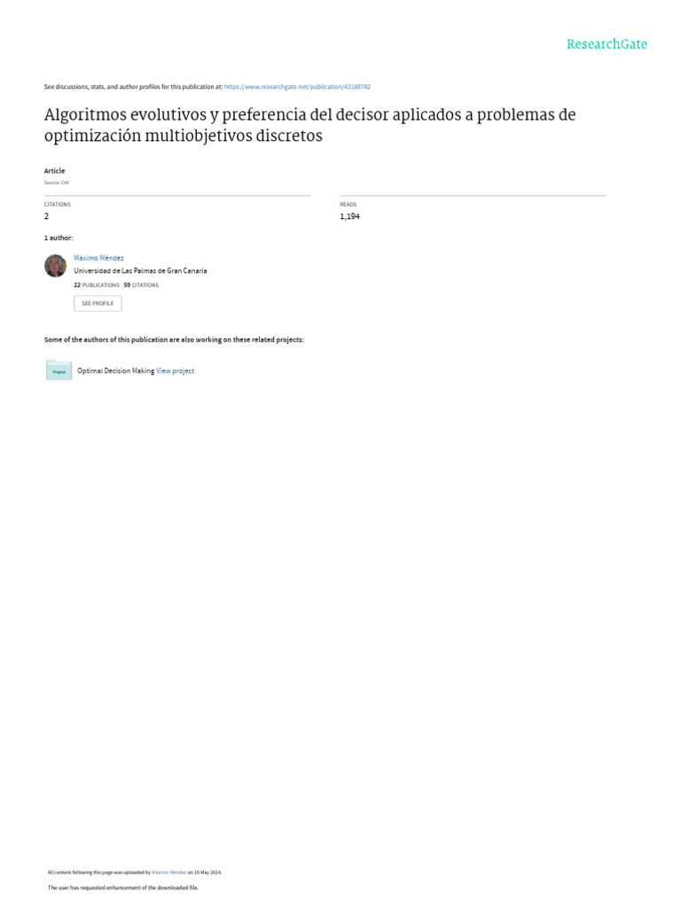 03 Algoritmos - Evolutivos - y - Preferencia - Del - Decisor - Ap | PDF | Informática teórica ...