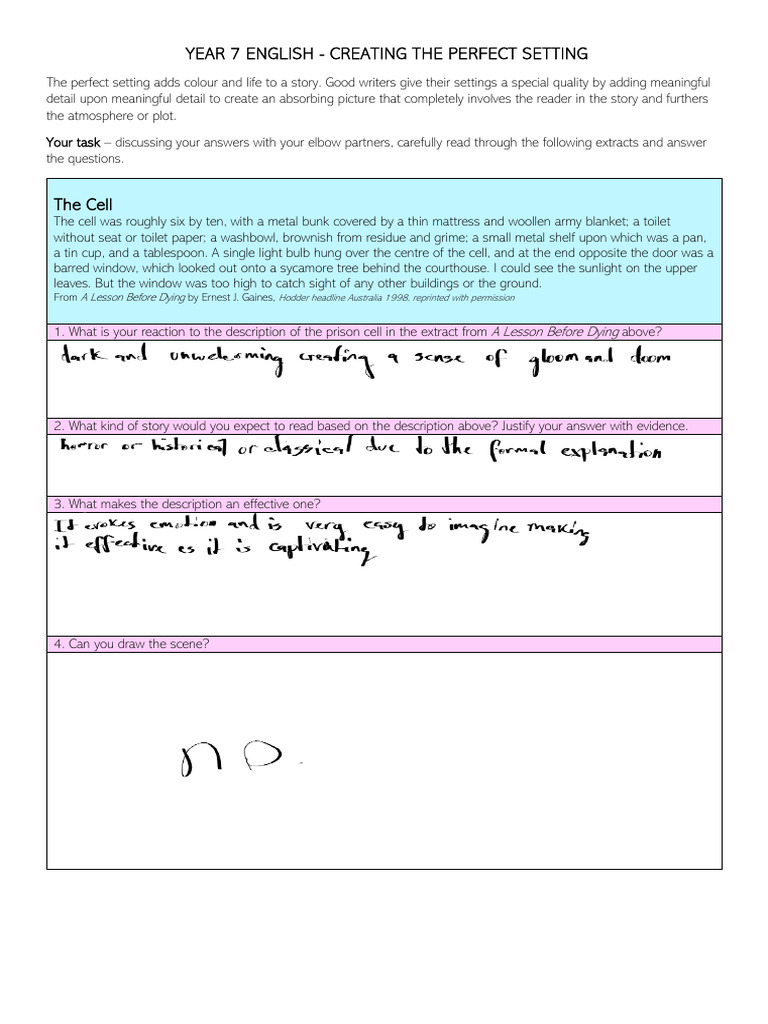 Homework - Creating The Perfect Setting | PDF