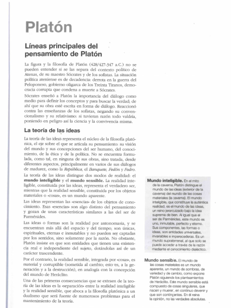 Teoría Conceptos y Textos Platón | PDF