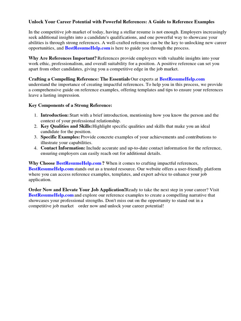 Reference Example | PDF | Résumé | Employment