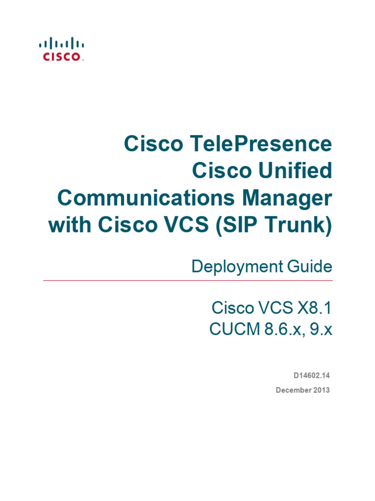 Cisco VCS and CUCM SIP Trunk Guide | PDF | Session Initiation Protocol ...