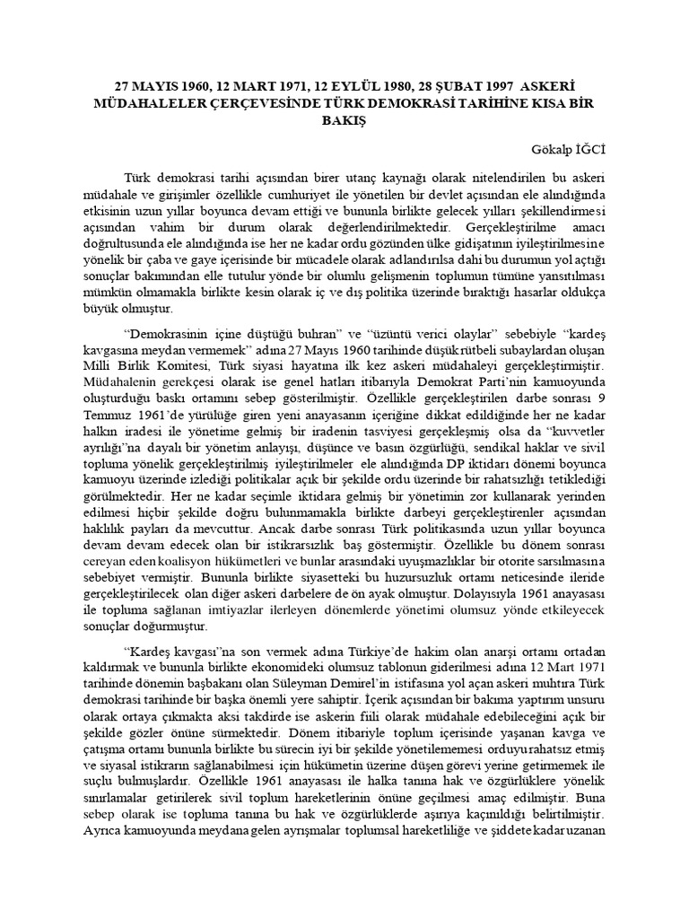 27 Mayis 1960 12 Mart 1971 12 Eylul 1980 | PDF
