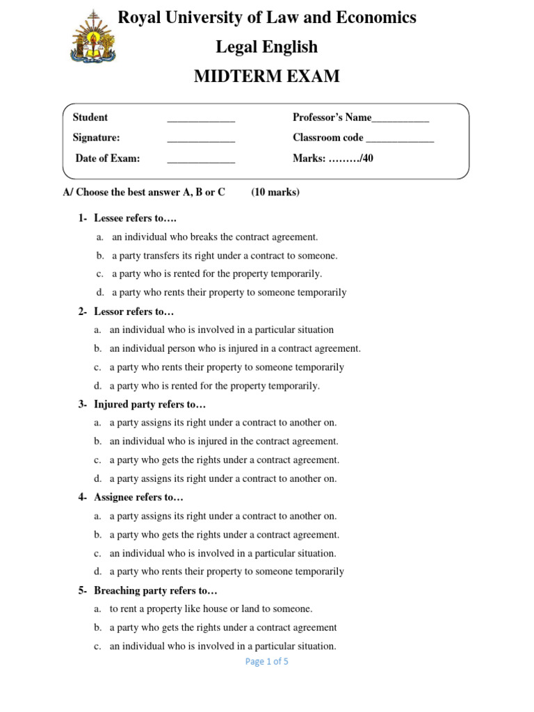 Midterm Exam English 202 | PDF | Assignment (Law) | Law Of Obligations