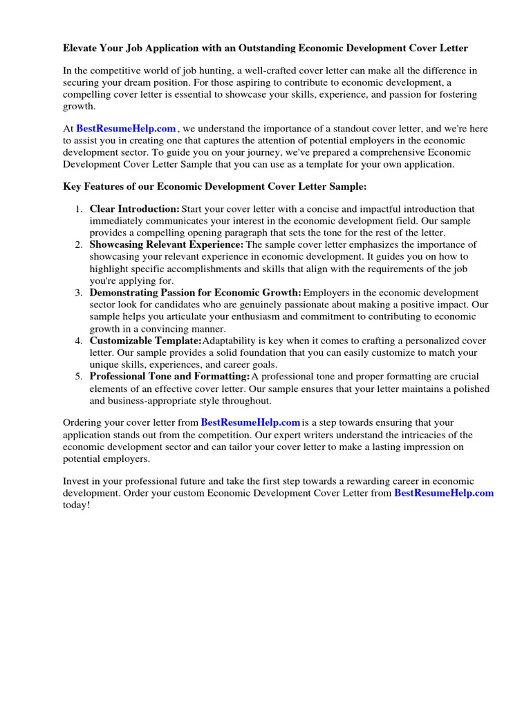 Economic Development Cover Letter Sample | PDF | Résumé | Employment
