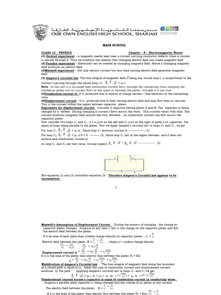 Electromagnetic Waves Class 12 | PDF | Electromagnetic Radiation | Waves