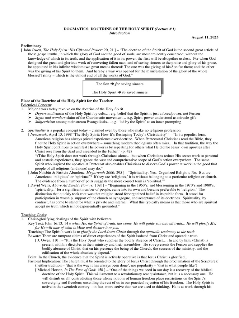 Lect 1 - Intro | PDF | Logos (Christianity) | Holy Spirit Lect 1 - Intro | PDF | Logos (Christianity) | Holy Spirit