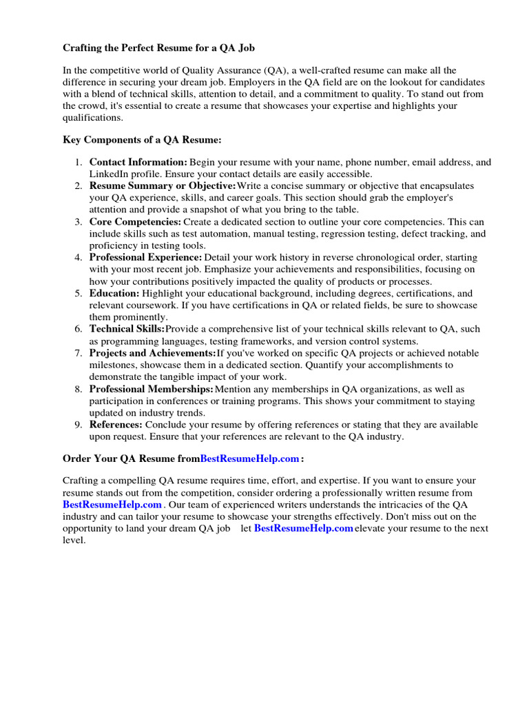 Resume For Qa Job | PDF | Quality Assurance | Verification And Validation